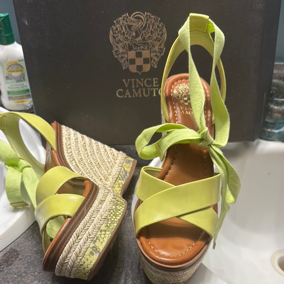 Vince Camuto | Shoes | Vince Camuto Lime Green Wedge Sandals | Poshmark